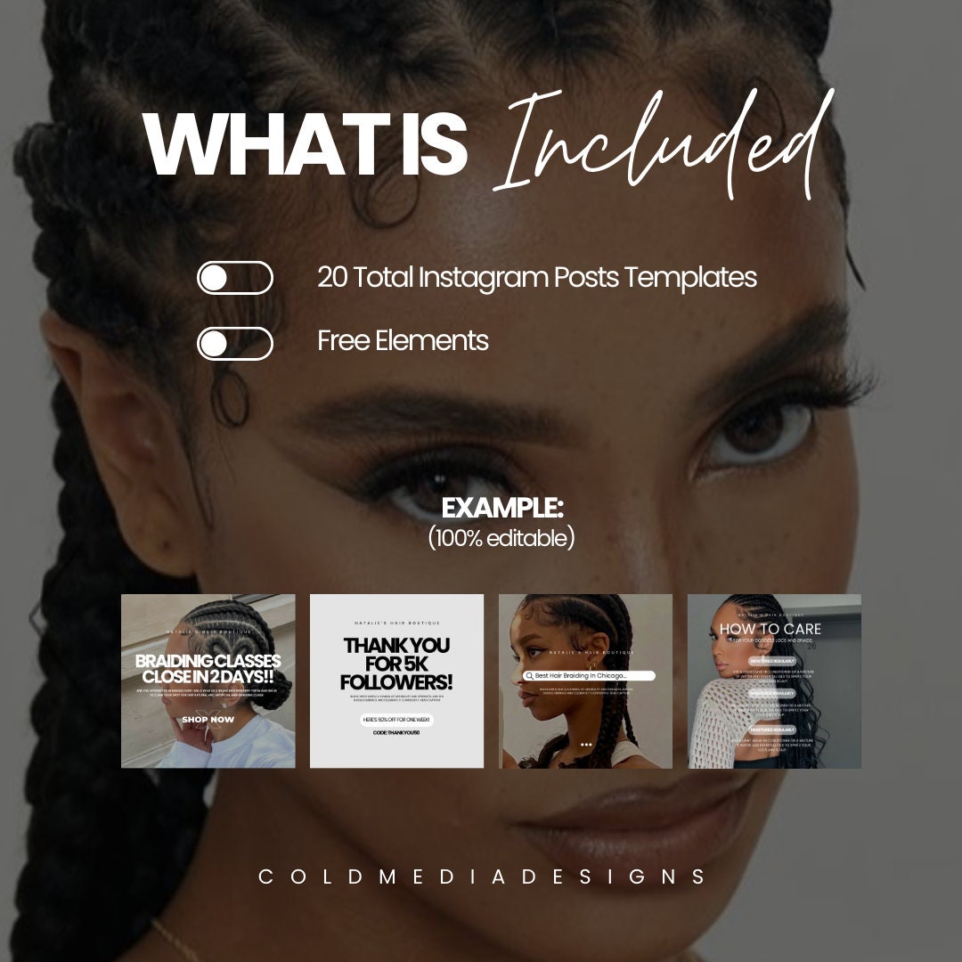 20 Hair Instagram Posts |hairstylist Instagram Templates |black Hair ...