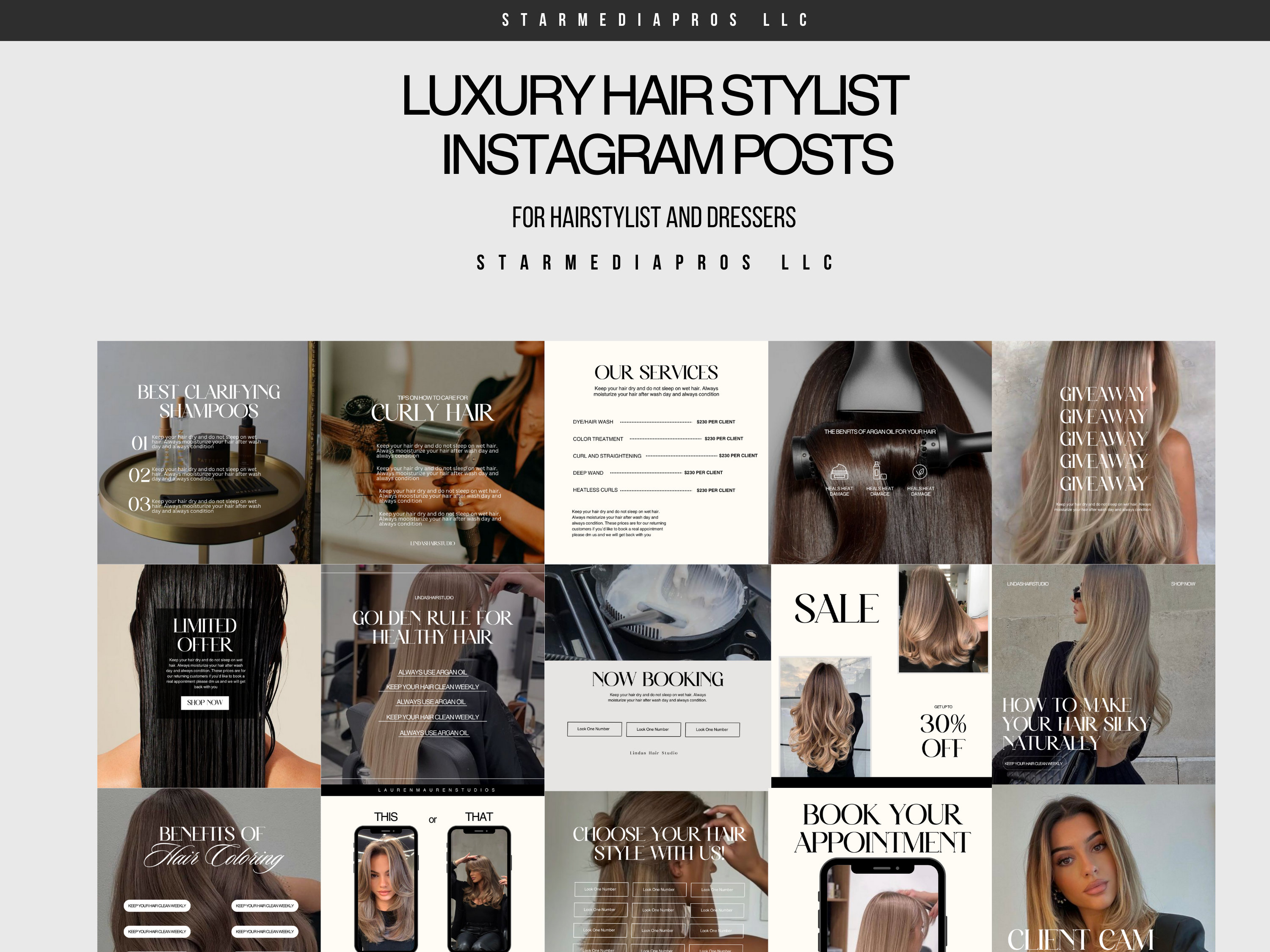 15 Luxury Hair Templates | Hairstylist Instagram Post | Hair Instagram ...