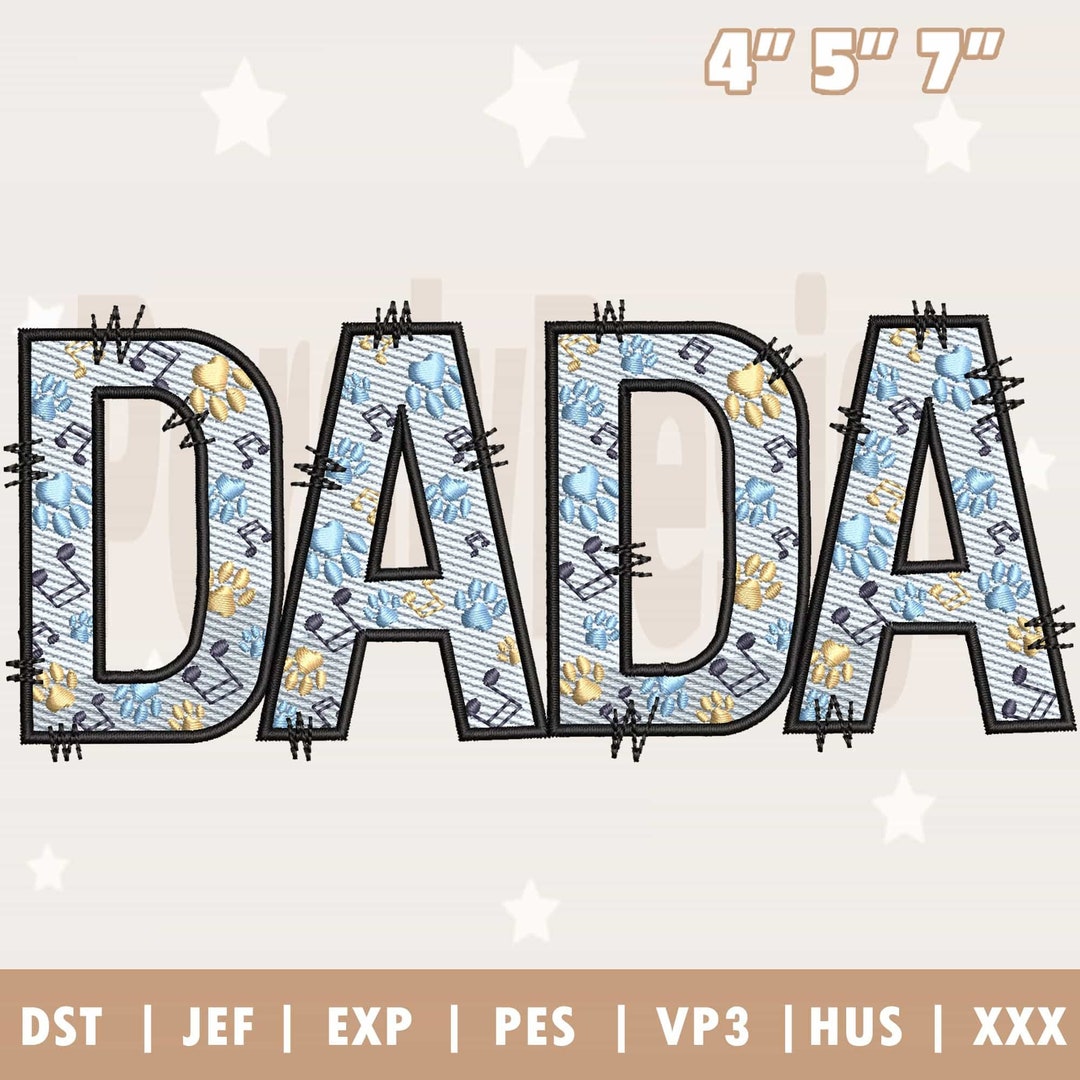 Cartoon Blue Dog Dada Embroidery Design, Funny Dad Embroidery, Movie ...