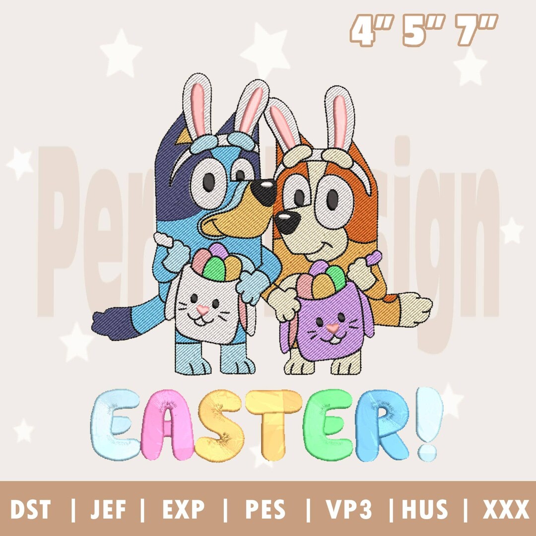 Easter Day Dog Embroidery Machine Design, Easter Day Blue Dog ...
