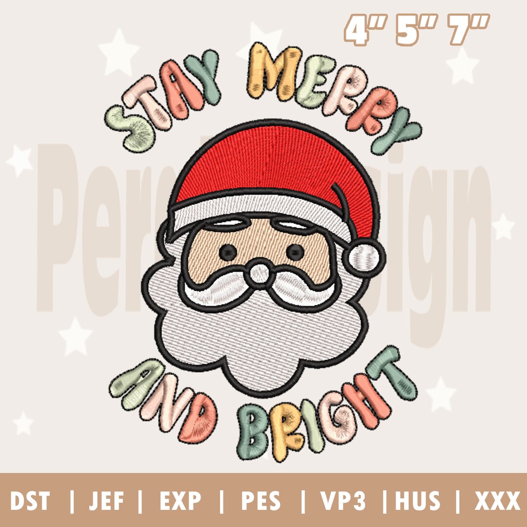 Merry Christmas Embroidery Machine Design Stay Merry - Etsy