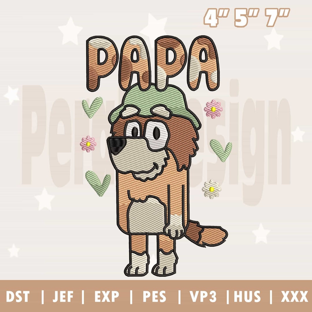 Blue Dog Dada Cartoon Embroidery Design, Funny Dad Embroidery, Movie ...