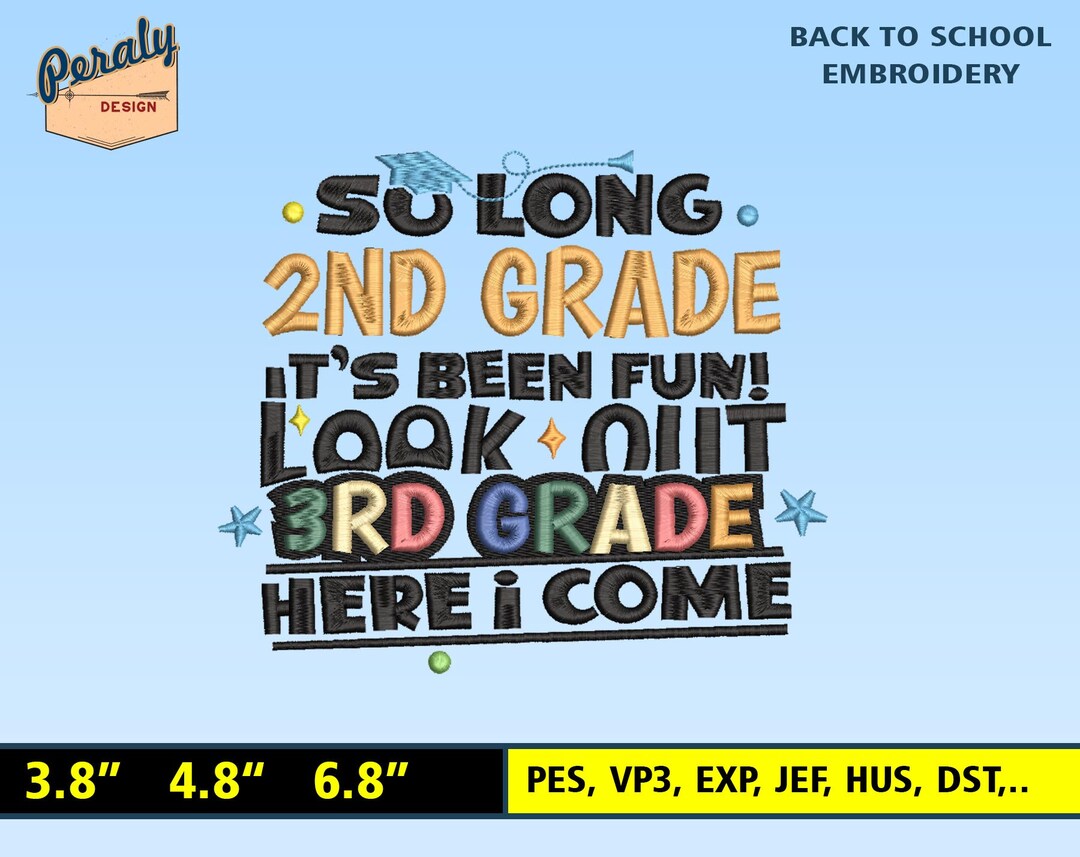 So Long Embroidery Design Back to School Embroidery Design - Etsy