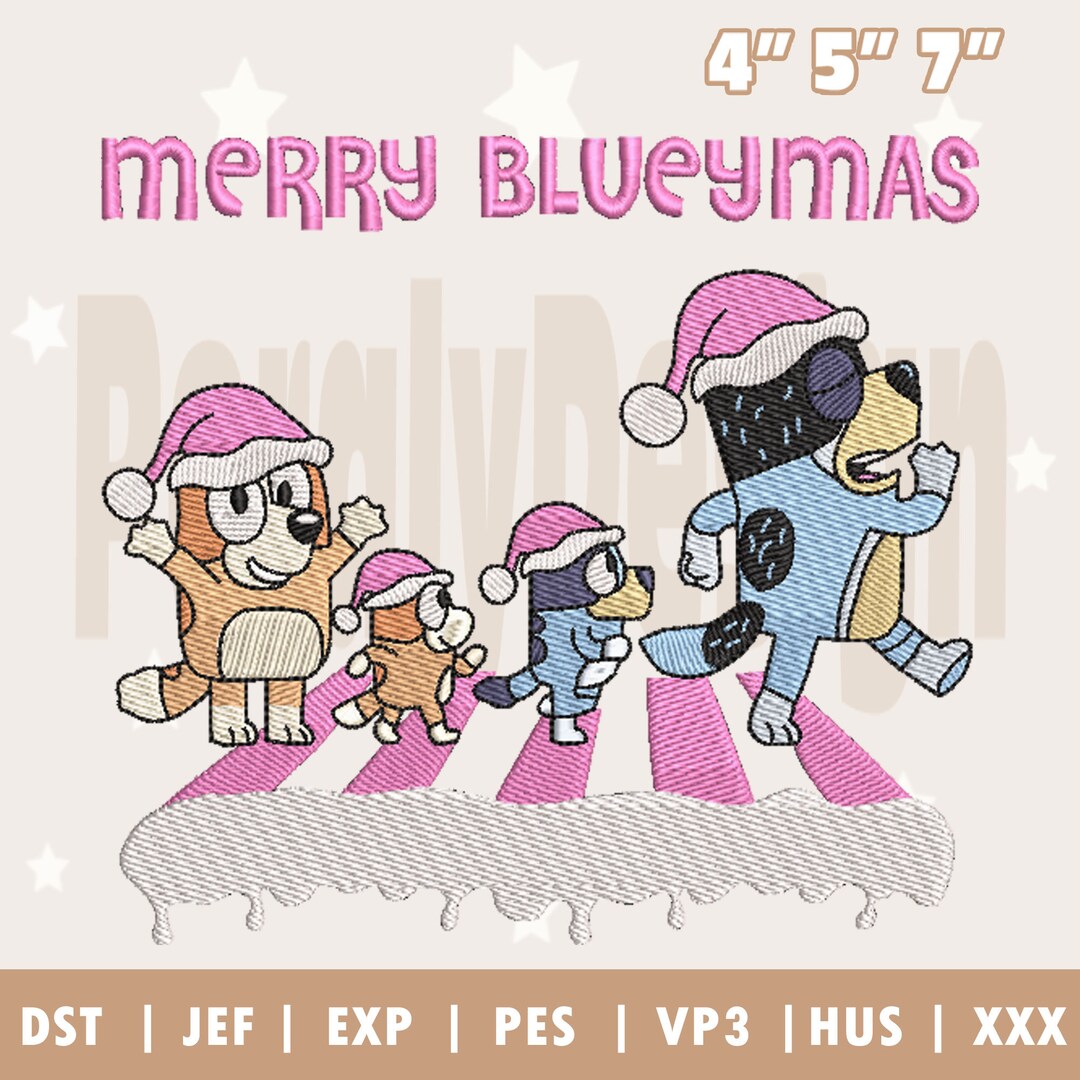 Family Blue Dog Embroidery Machine Design Pink Blue Dog - Etsy