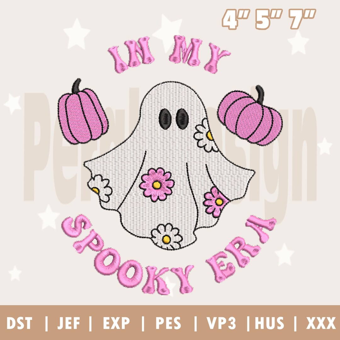 Flower Ghost Embroidery Machine Design Spooky Vibes Halloween - Etsy