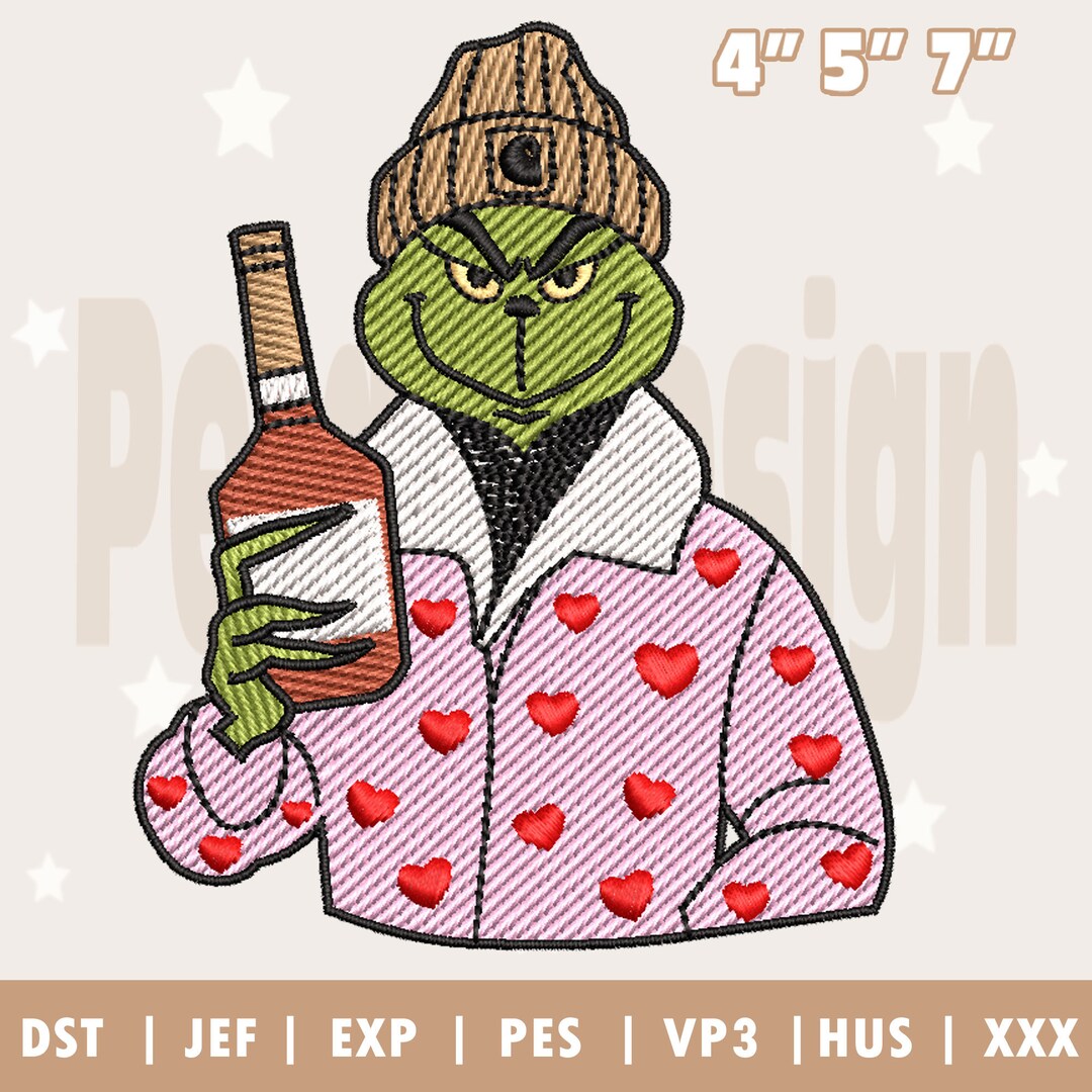 Boujee Cartoon Leopard Embroidery Design , Grinch Valentine Embroidery ...