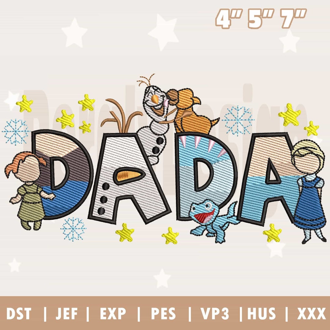 Magical Cartoon Dada Embroidery Design, Froze Movie Embroidery, Happy ...