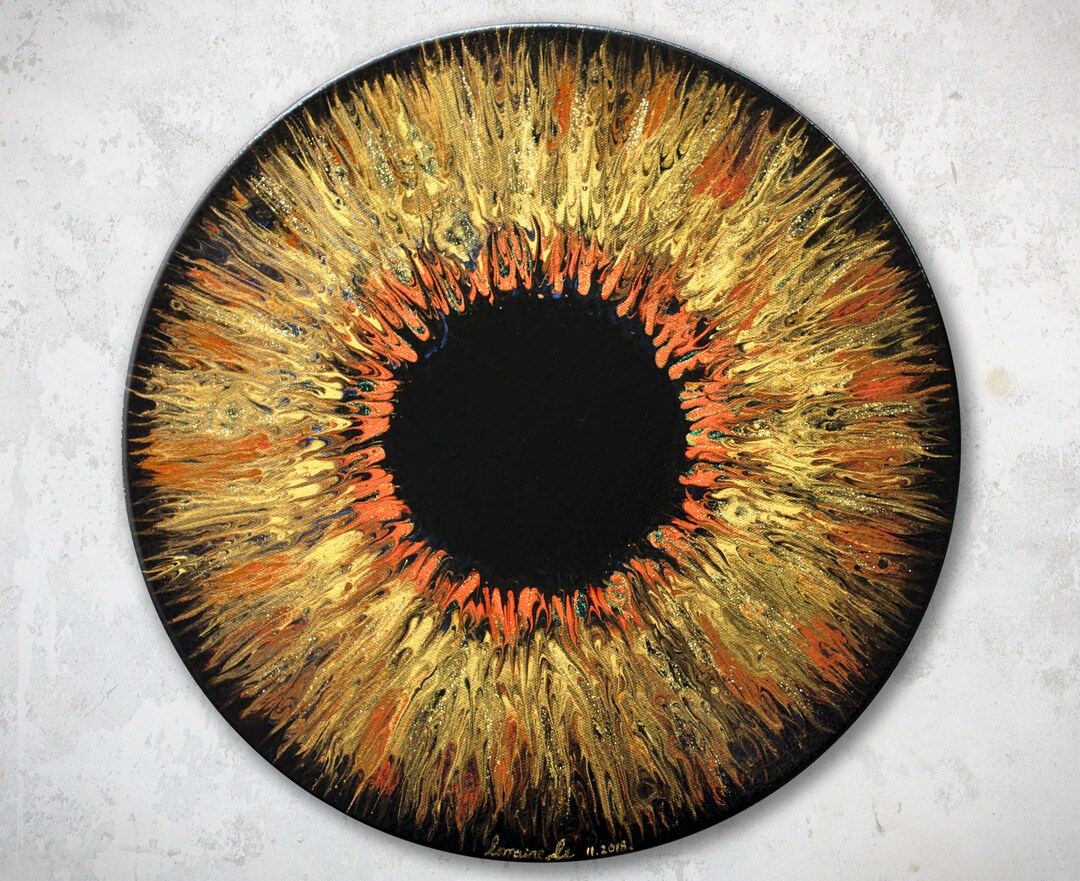 Gold Eye Wall Decor Abstract Acrylic Pour Painting Ready to - Etsy