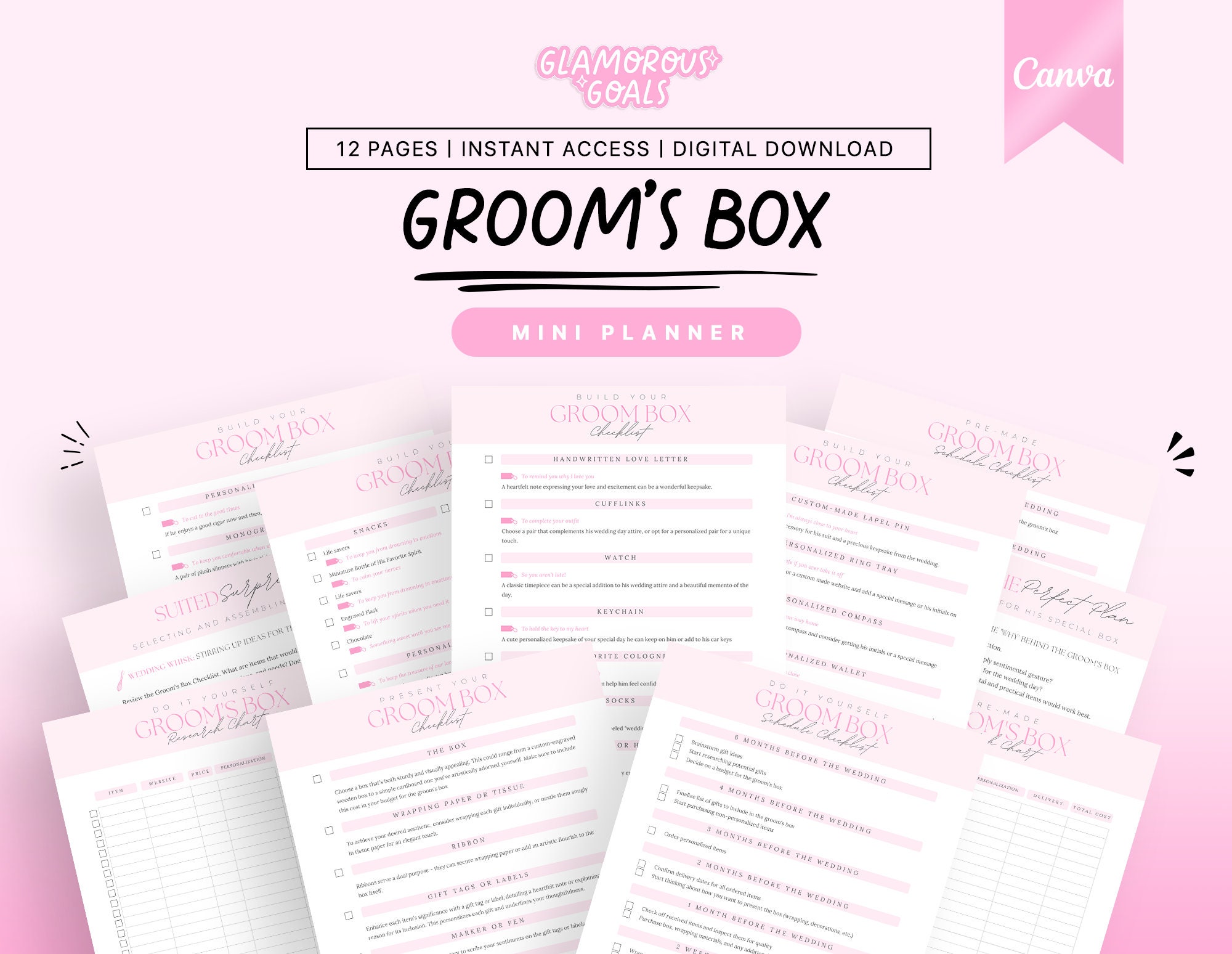 Groom's Box Checklist, Groom's Box Planner, Wedding Planner, Wedding ...