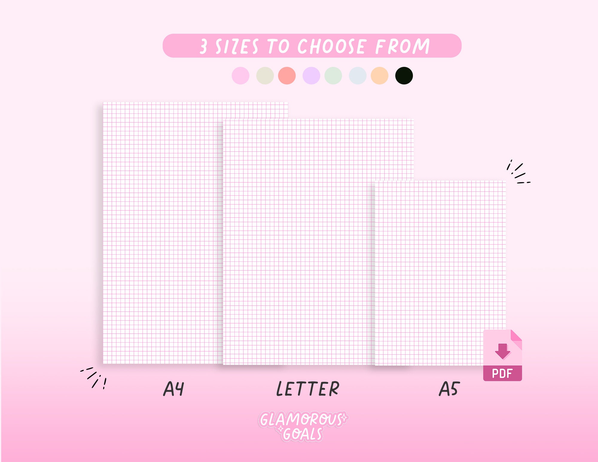 Printable Graph Paper Bundle Colorful Graph Colored Graph - Etsy