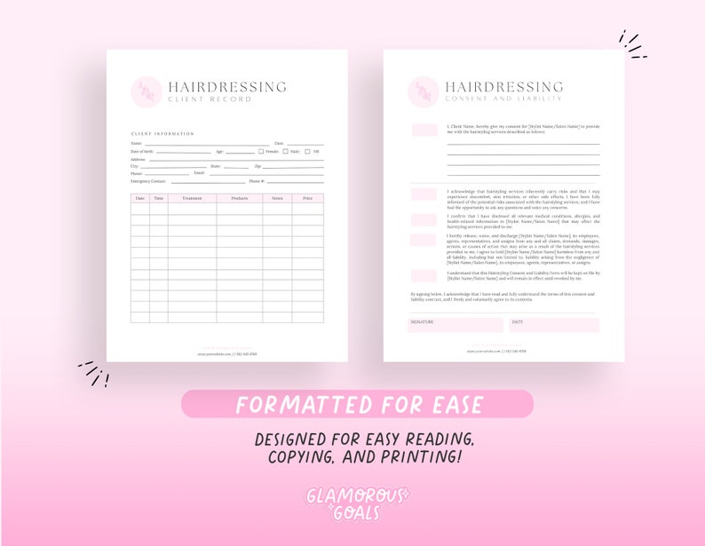 Hair Stylist Forms Editable Hair Consent Templates Hair - Etsy