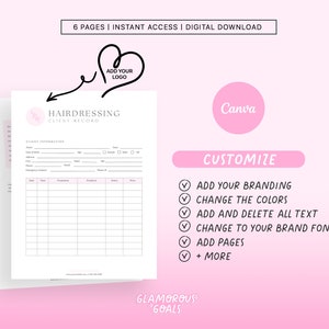 Hair Stylist Forms, Editable Hair Consent Templates, Hair Stylist ...