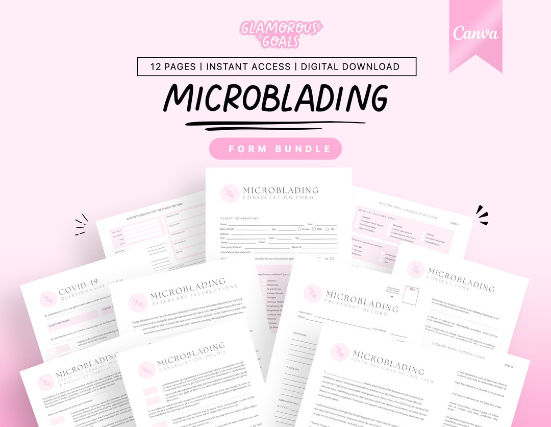 Professional Canva Microblading Forms, Editable Esthetician Templates ...
