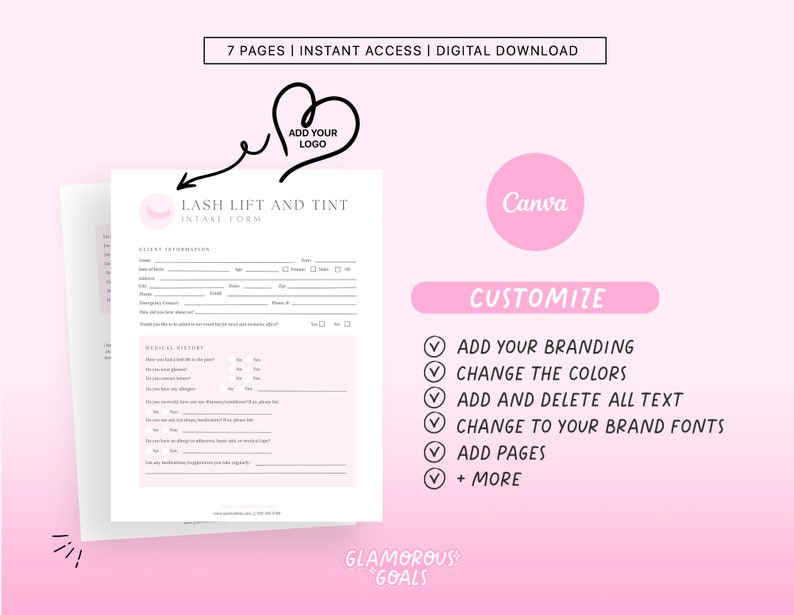 Lash Lift Consent, Canva Template, Lash Lift and Tint Aftercare, Lash ...