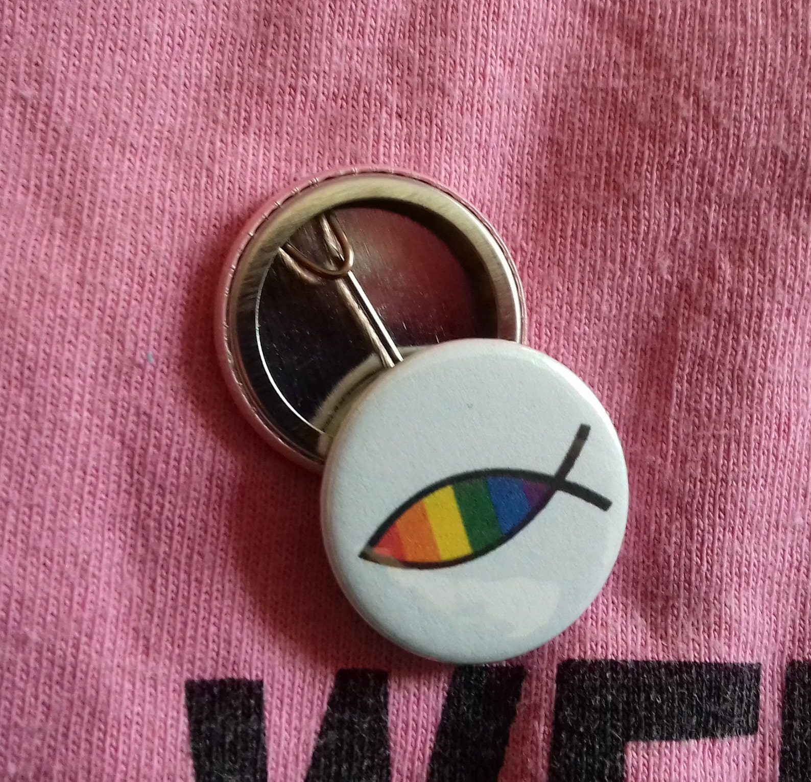 Christian LGBT Fish Button Badge - Etsy