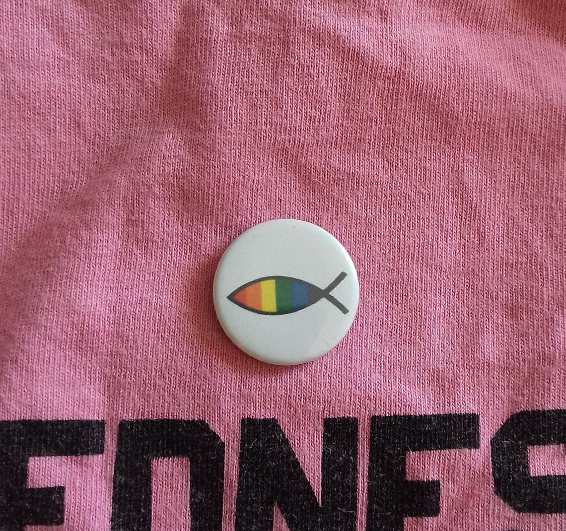 Christian LGBT Fish Button Badge - Etsy