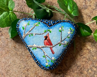 Hand Painted Rock Slice Cardinal Visitors From Heaven. - Etsy