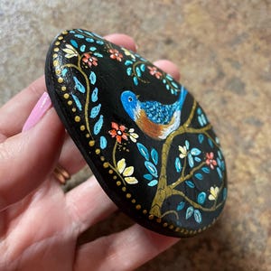 Blue Birds of Happiness Hand Painted Stone From Inspirationrocks4u - Etsy