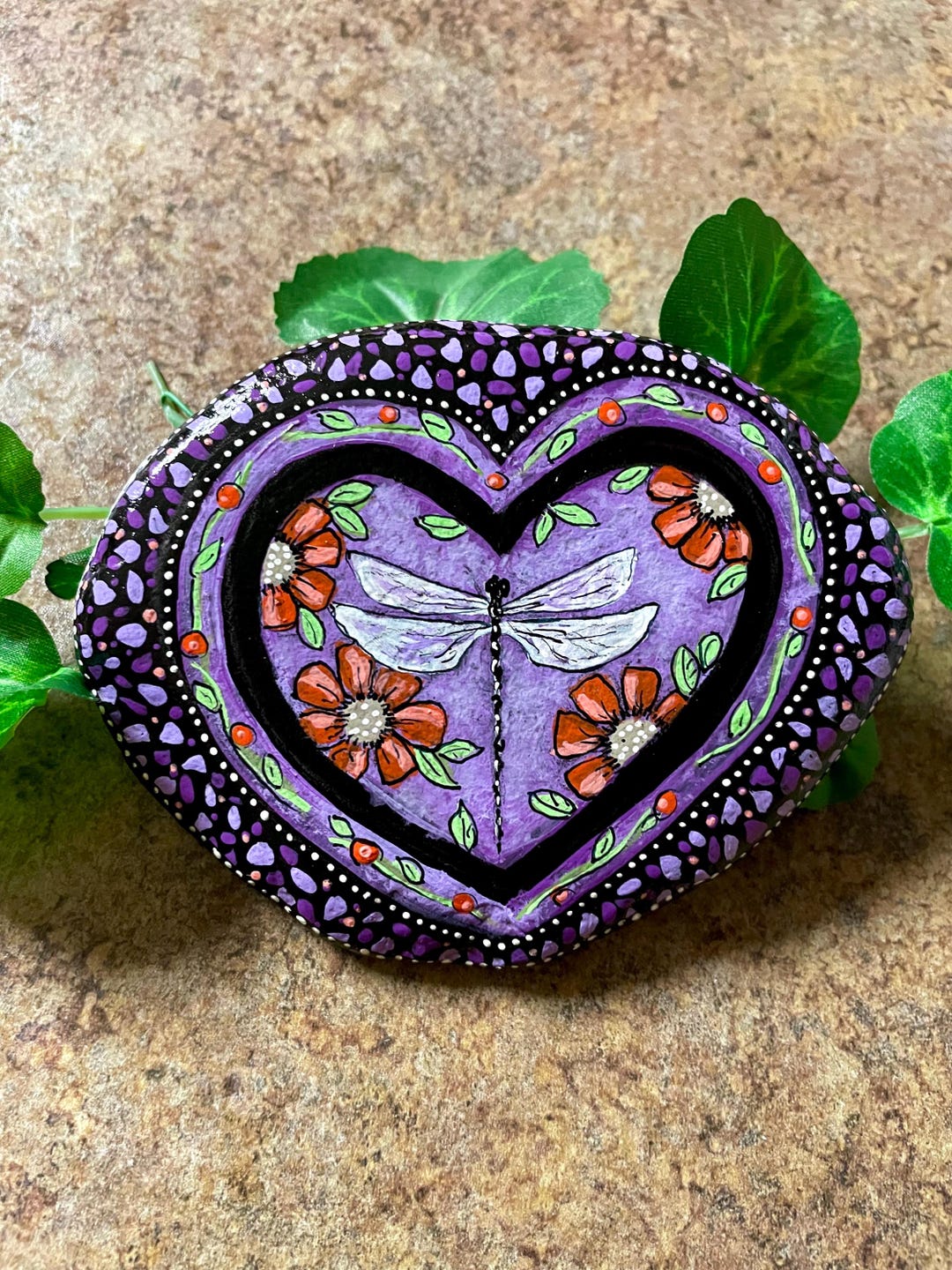 Hand Painted Rock “ Dragonfly Spirit Animal”from Inspirationrocks4u - Etsy