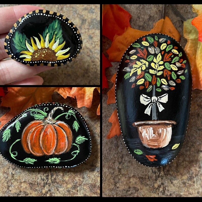Pumpkin Painted Rocks - Etsy