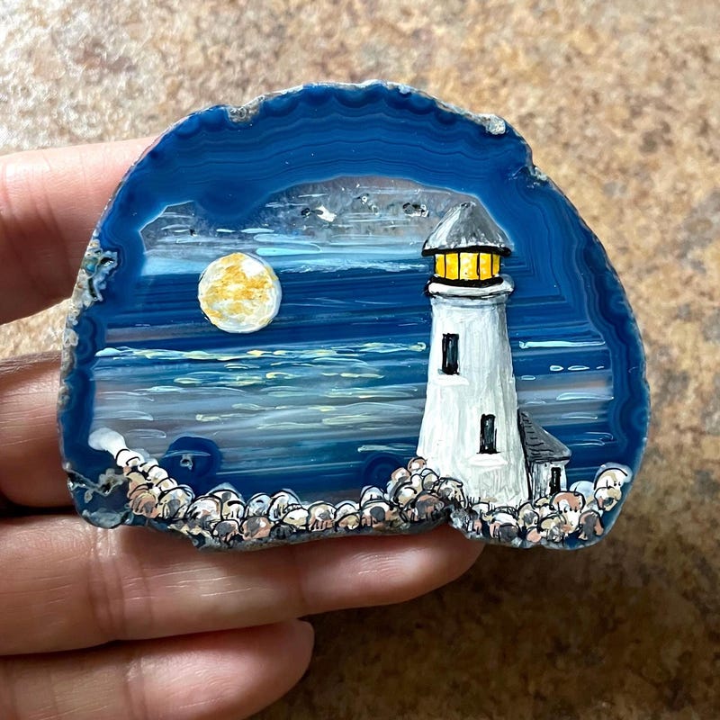 Painted Beach Rock - Etsy