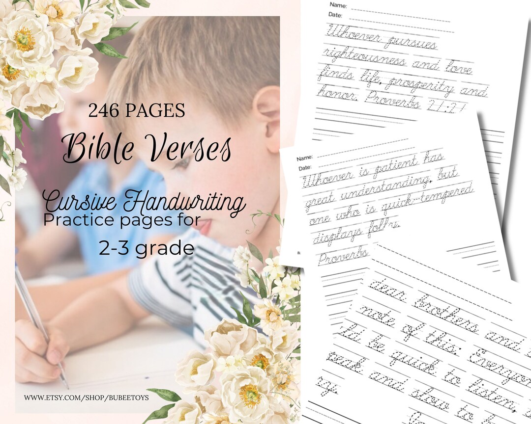 Cursive Handwriting Practice Bible Verses - 246 Pages- Ages 7 and Over ...
