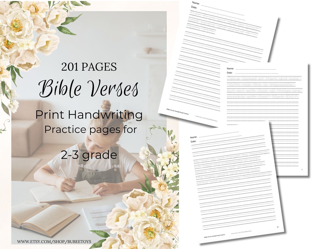 Handwriting Practice Bible Verses - 201 Pages- Ages 7 and Over - 2-4 ...