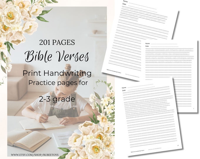 Tracing Worksheets I // Bible Verses // Handwriting Practice - Etsy