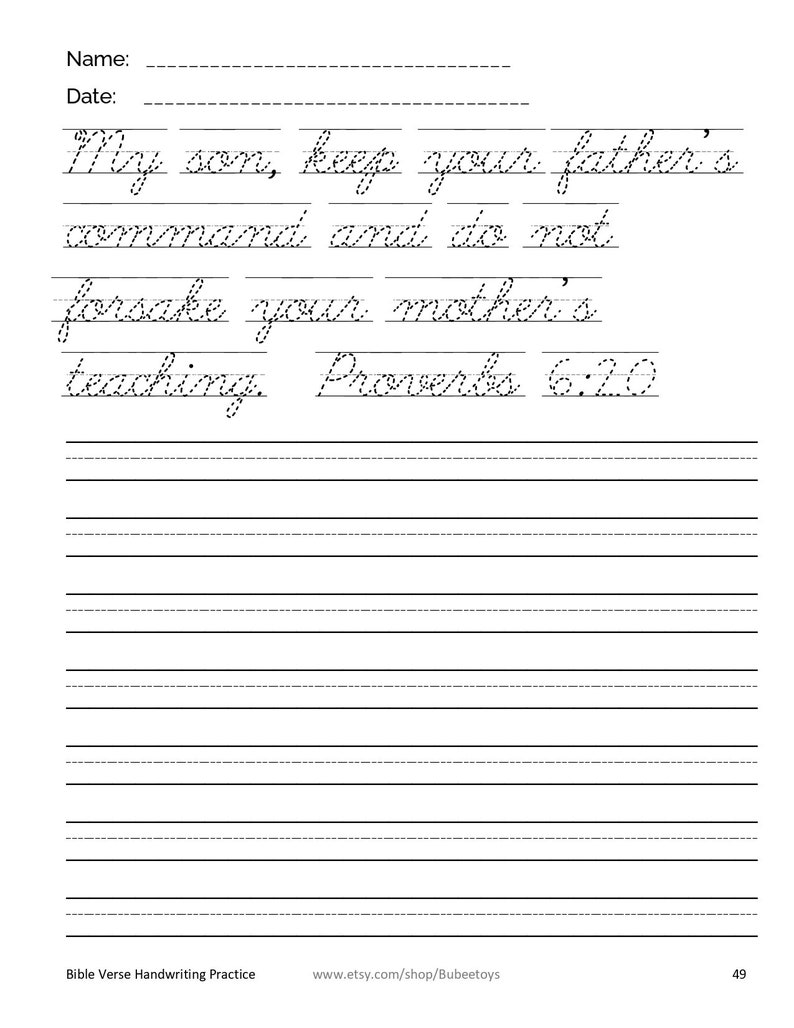 Cursive Handwriting Practice Bible Verses - 246 Pages- Ages 7 and Over ...