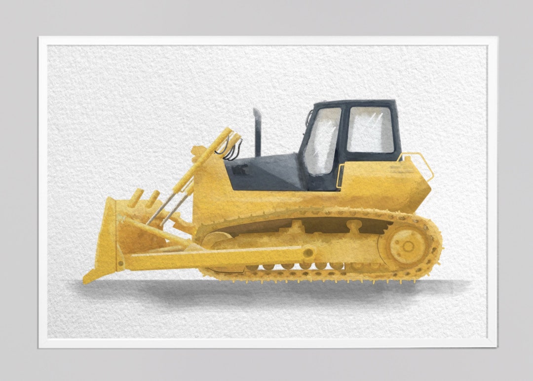 Bulldozer Poster Digital Drawing Child's Room Decor Vehicle Download ...