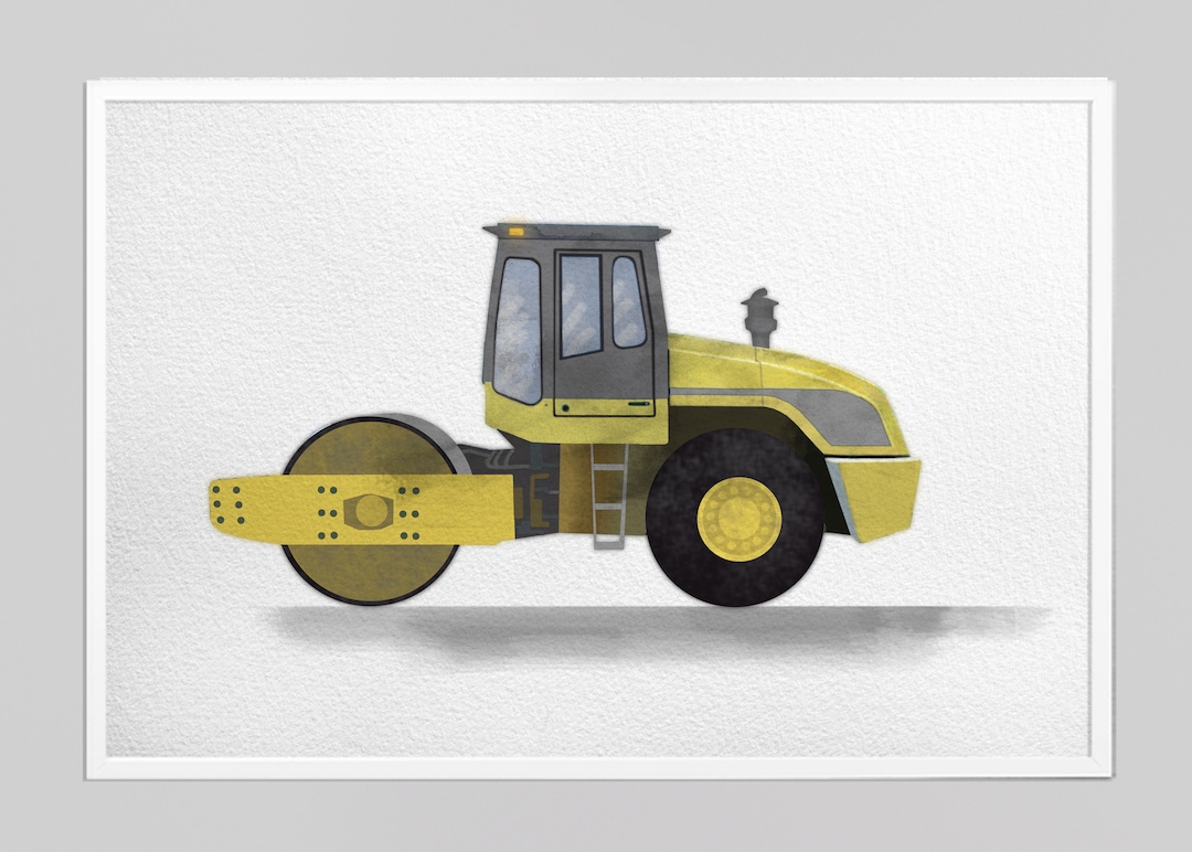 STEAM ROLLER Road Roller Poster Digital Drawing Child's Room Decor ...
