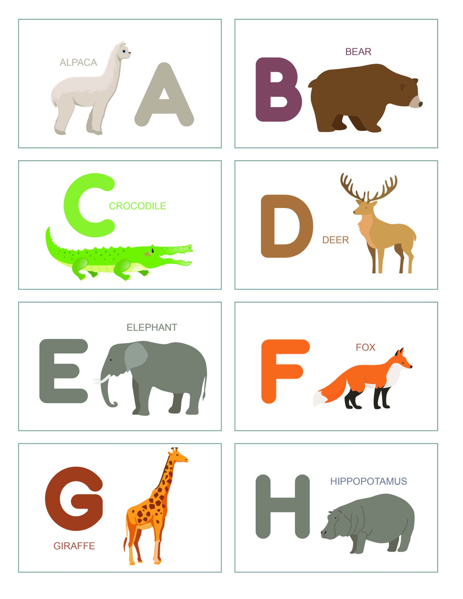 ANIMAL ALPHABET Cards- INSTANT Download - Unique Toddler Games- Toddler ...