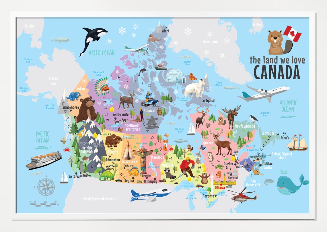 Digital Download Kids Canada Map Poster Canada Children - Etsy