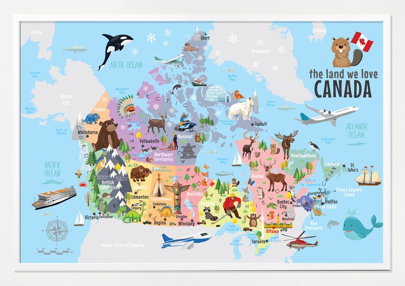 Digital Download - Kids Canada Map Poster - Canada Children Map ...