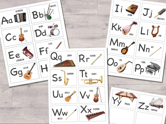 MUSIC Instruments ALPHABET Cards INSTANT Download Unique - Etsy