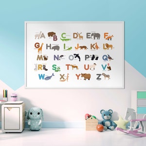 Kids Room Wall, Animal Alphabet Poster Printable, Alphabet Animals ...