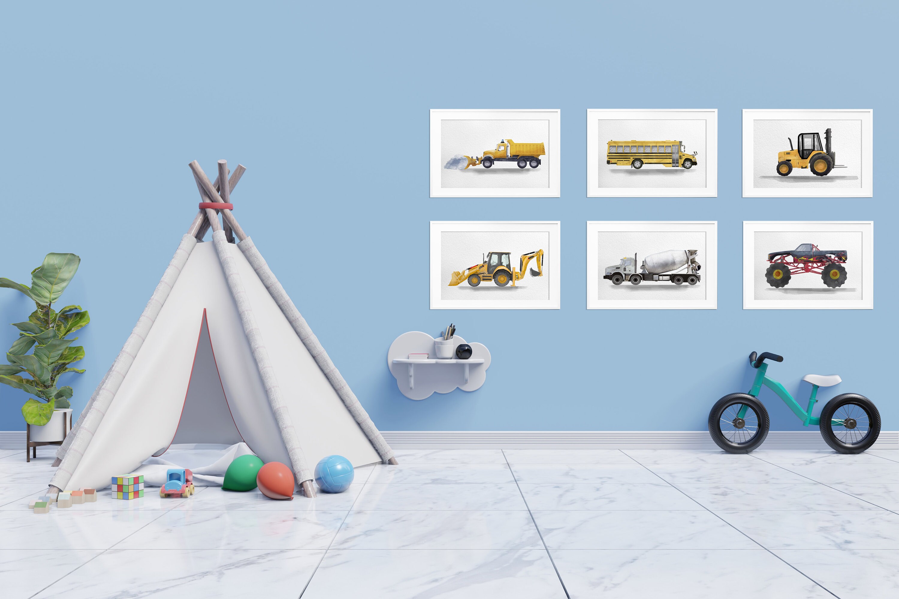 SCHOOL BUS Poster Digital Drawing Child's Room Decor - Etsy