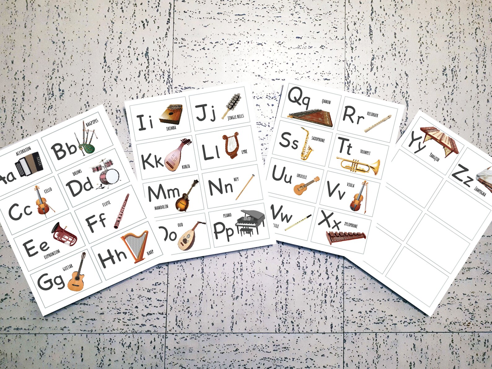 MUSIC Instruments ALPHABET Cards INSTANT Download Unique - Etsy