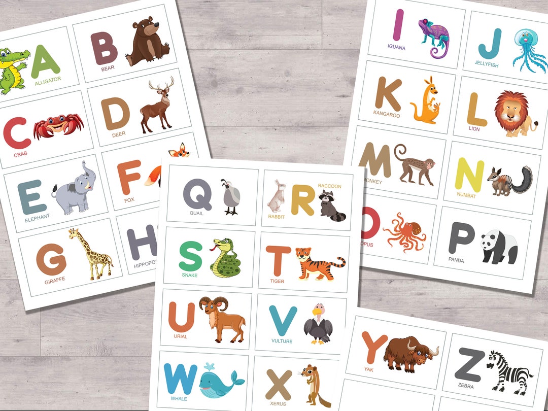 ANIMAL ALPHABET Cards- INSTANT Download - Unique Toddler Games- Toddler ...