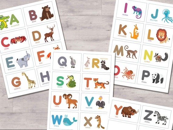 ANIMAL ALPHABET Cards INSTANT Download Unique Toddler | Etsy