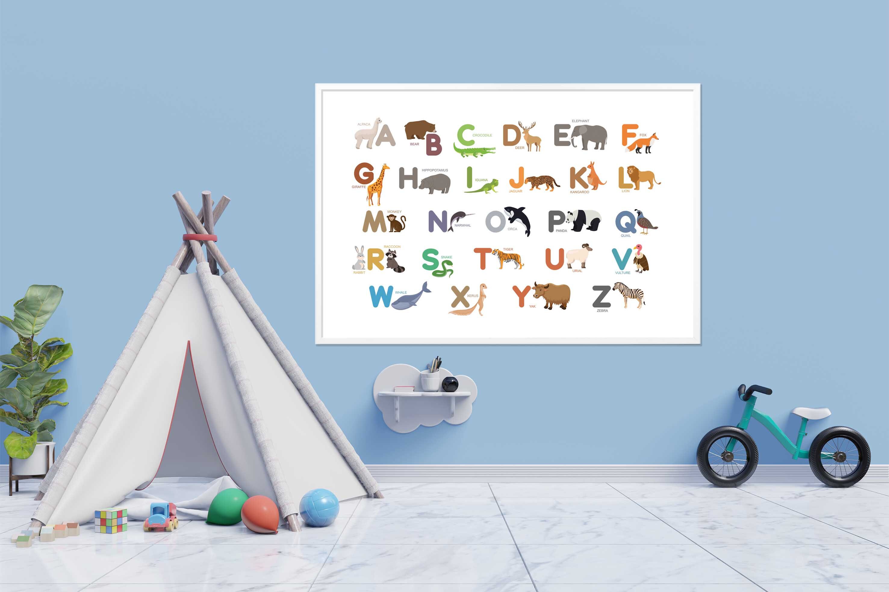 Kids Room Wall Animal Alphabet Poster Printable Alphabet | Etsy