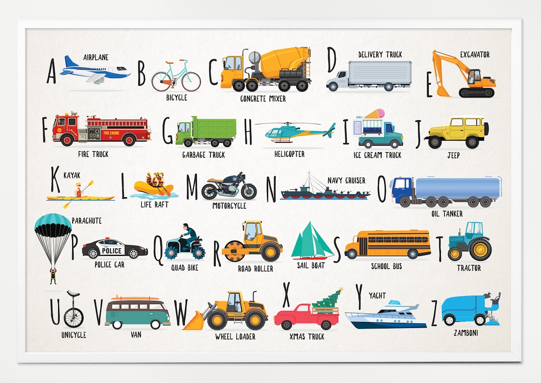 VEHICLE ALPHABET - INSTANT Download - Unique Toddler Toys- Nursery ...