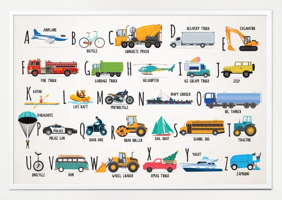 VEHICLE ALPHABET INSTANT download unique toddler toys | Etsy