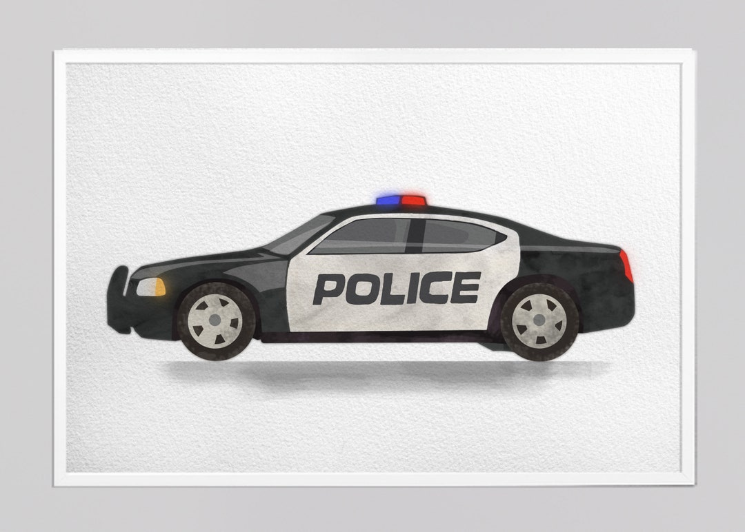POLICE CAR Poster Digital Drawing Child's Room Decor Vehicle Download ...