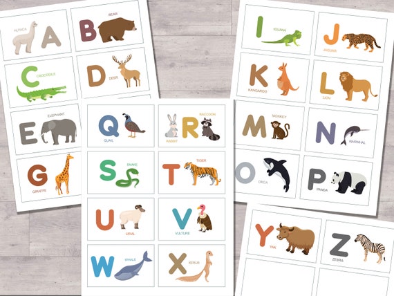 ANIMAL ALPHABET Cards INSTANT Download Unique Toddler | Etsy