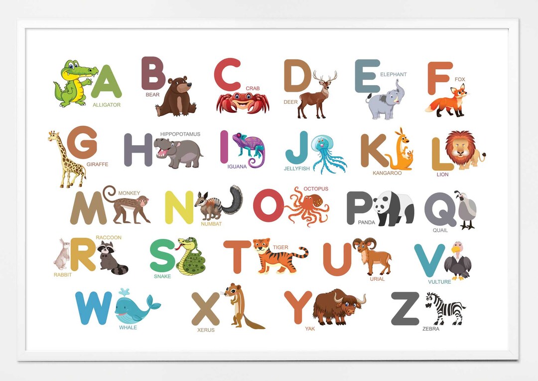 ANIMAL Poster ALPHABET, INSTANT Download, Unique Toddler Toys, Nursery ...