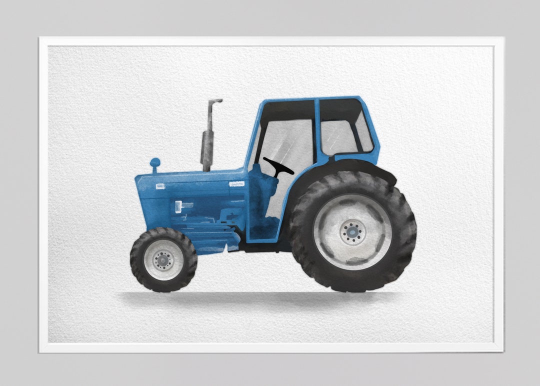 BLUE TRACTOR Poster Digital Drawing Child's Room Decor Vehicle Download ...