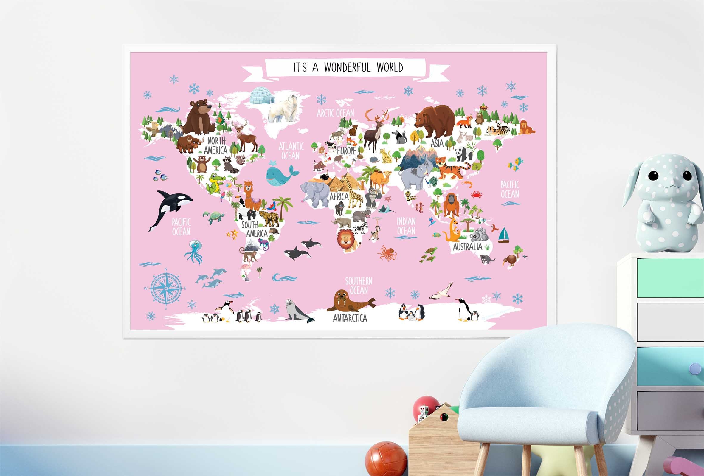 World Map Toddler Room - Etsy