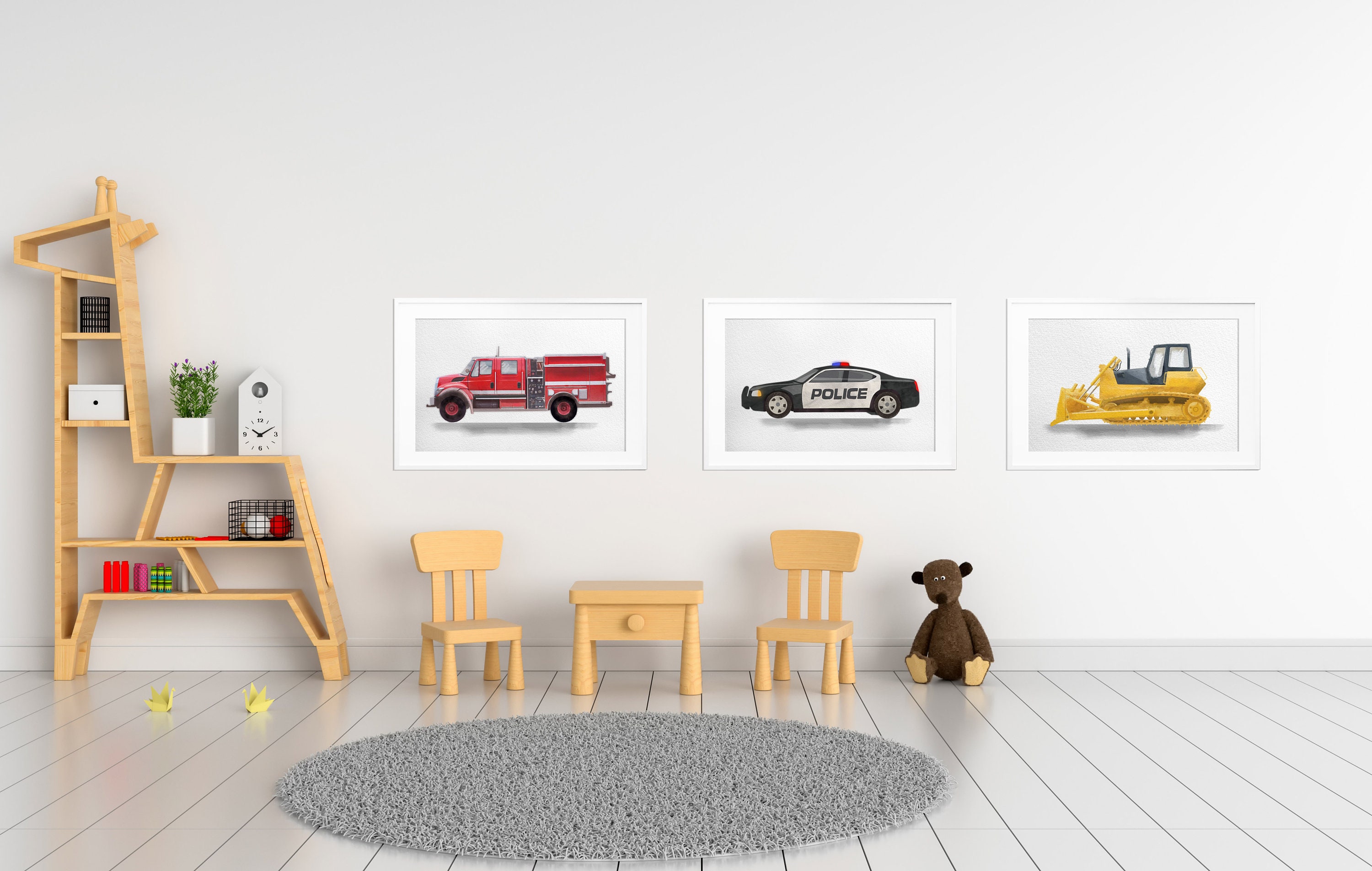 POLICE CAR Poster Digital Drawing Child's Room Decor - Etsy