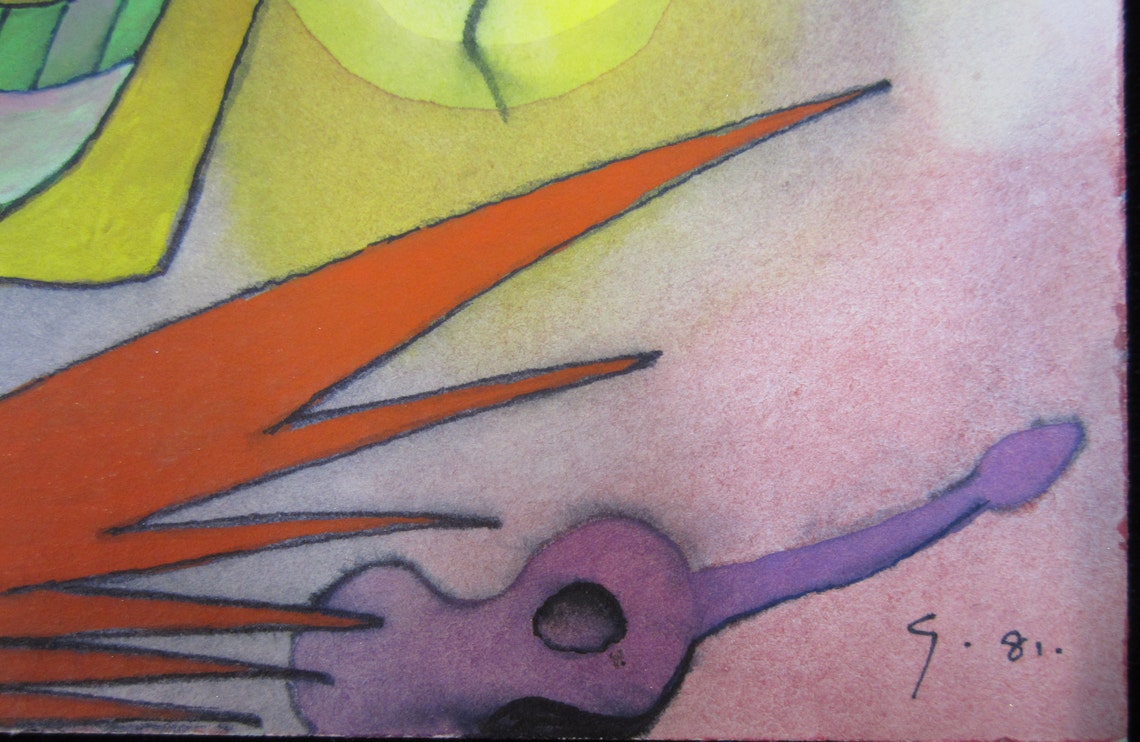 Roy Henry Gover Original Painting "the Guitar Player" Watercolor on 5 ...